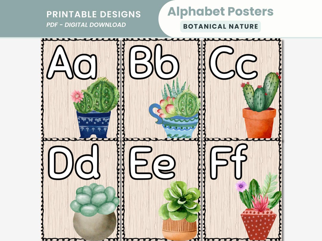 Botanical Nature Alphabet Wall Posters Classroom Display Plant Alphabet ...