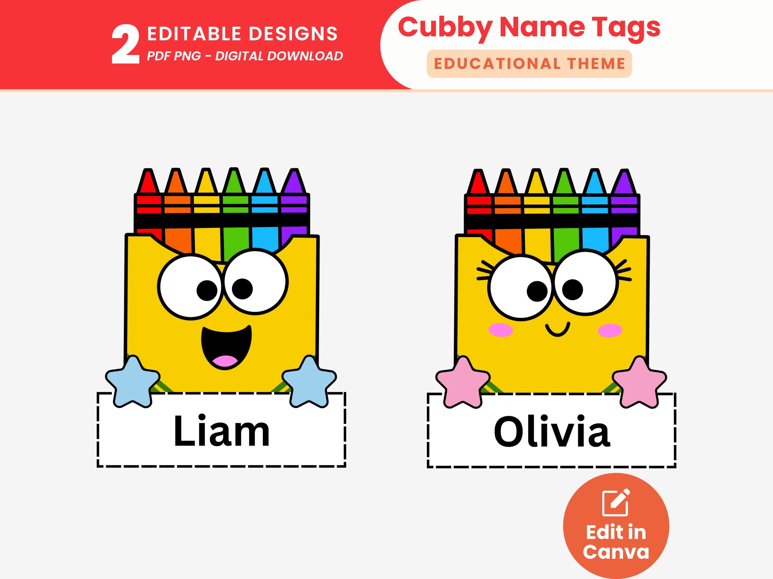 Educational Crayons Cubby Name Tags Printable Crayons Cubby Tags ...
