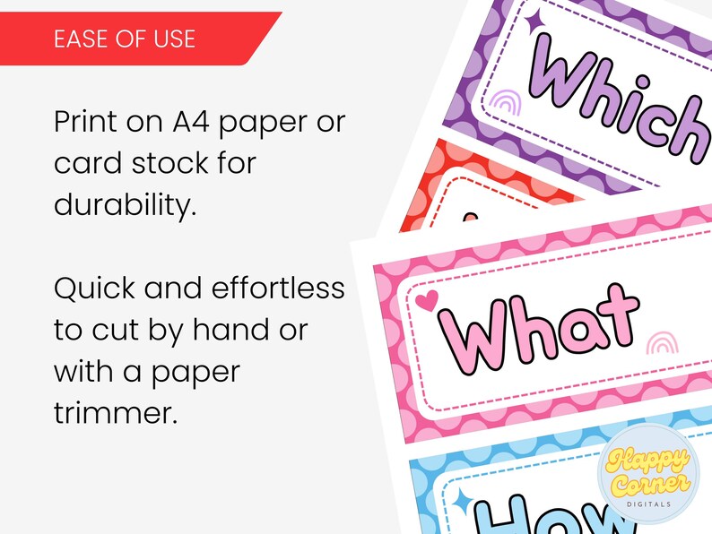 Educational Theme WH Question Words Learning Flashcards Printable WH ...