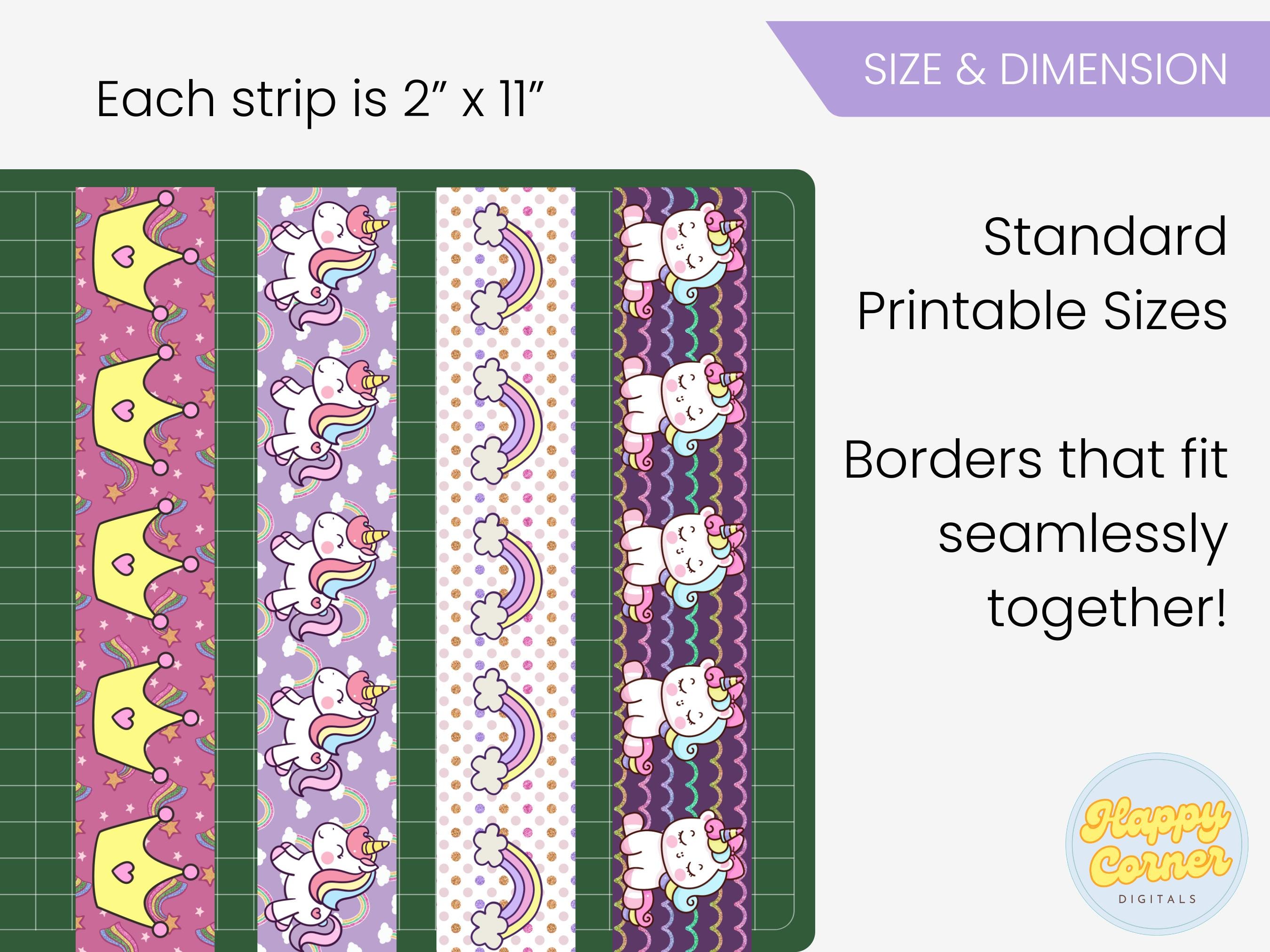 Magical Unicorn Bulletin Board Borders Printable Cute Unicorn Display ...