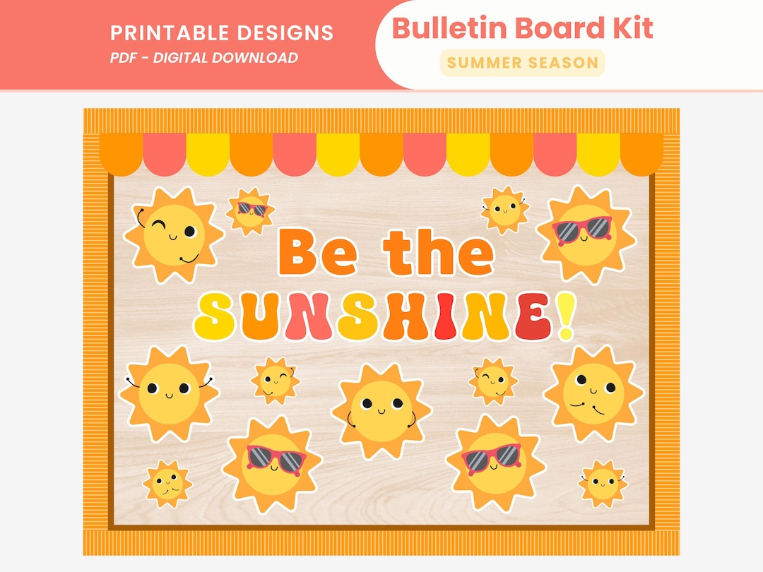 Be the Sunshine Summer Bulletin Board Kit Printable Positive Colorful ...