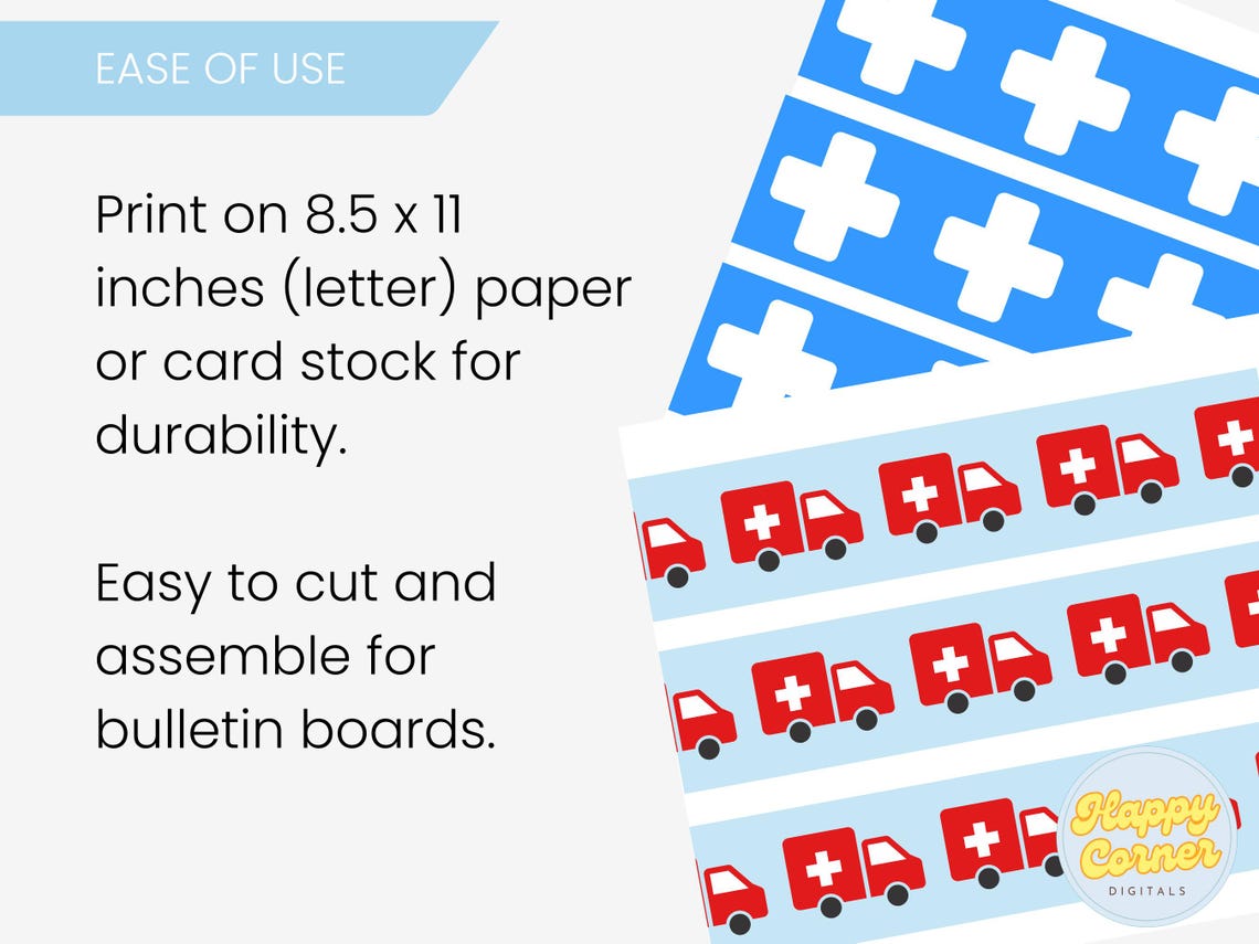 Nursing Ambulance Bulletin Board Borders Printable Nurse Clinic Borders ...