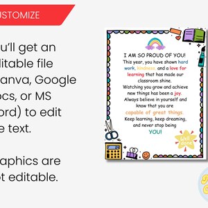 End of School Year Editable Letter for Students Last Day of School ...