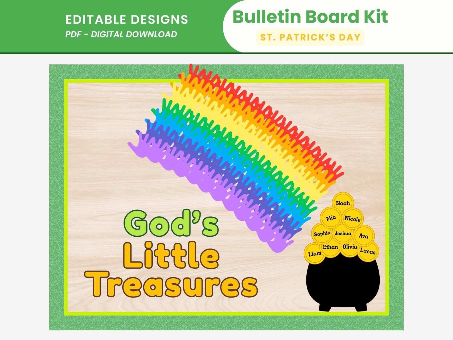 God's Little Treasures Add Names St. Patrick's Day Bulletin Board Kit ...