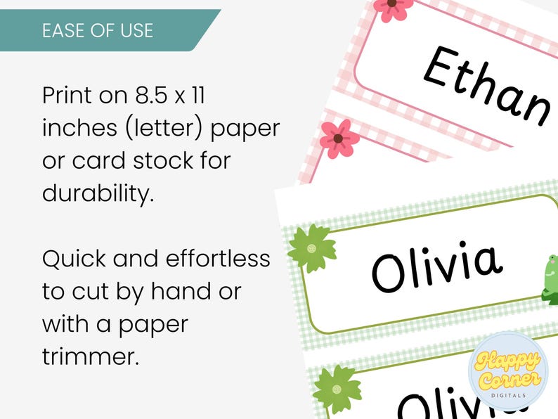 Spring Name Tags Editable Desk Name Labels for Students Name Tags for ...