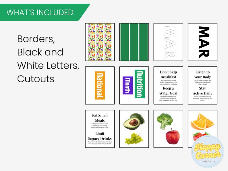 March Into National Nutrition Month Bulletin Board Kit Printable Spring ...