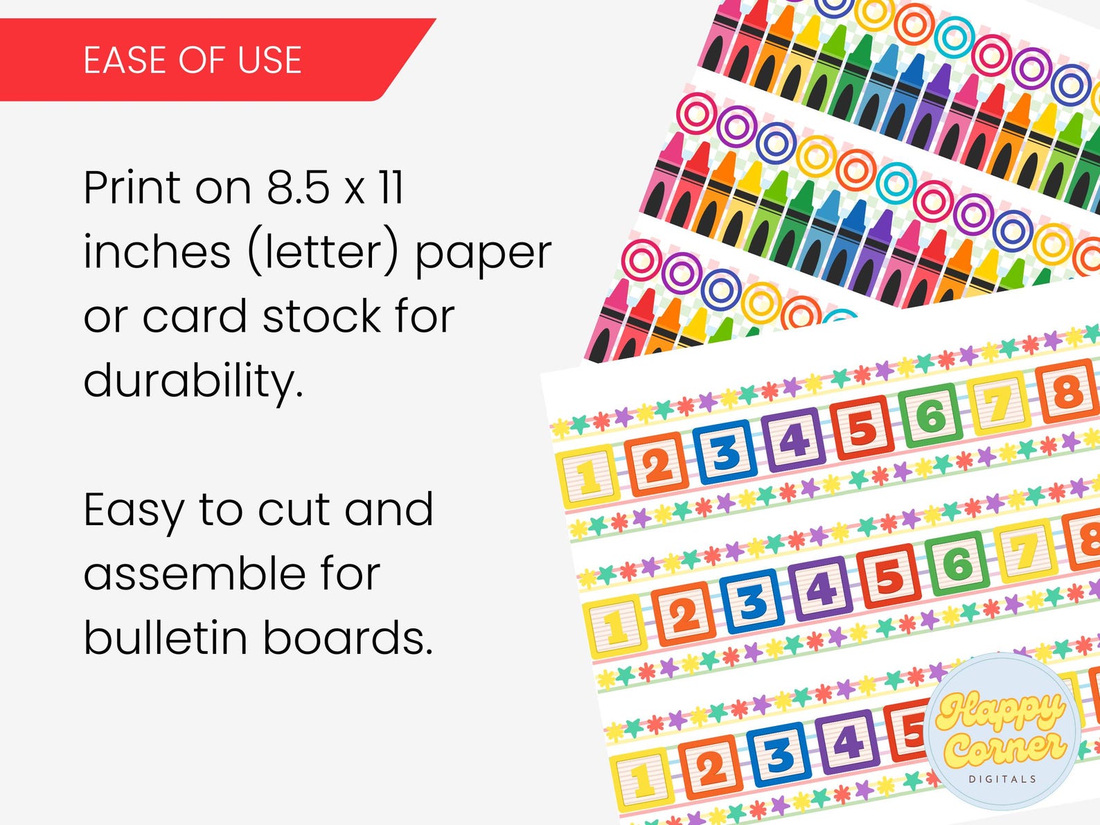Crayons Bulletin Board Borders Printable Back to School Bulletin ...