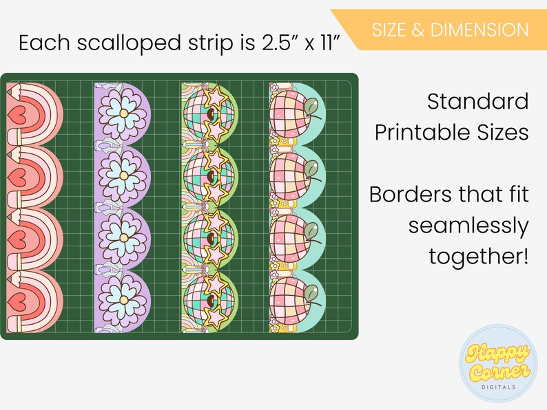 Groovy Retro Classroom Bulletin Board Borders Printable Back to School ...