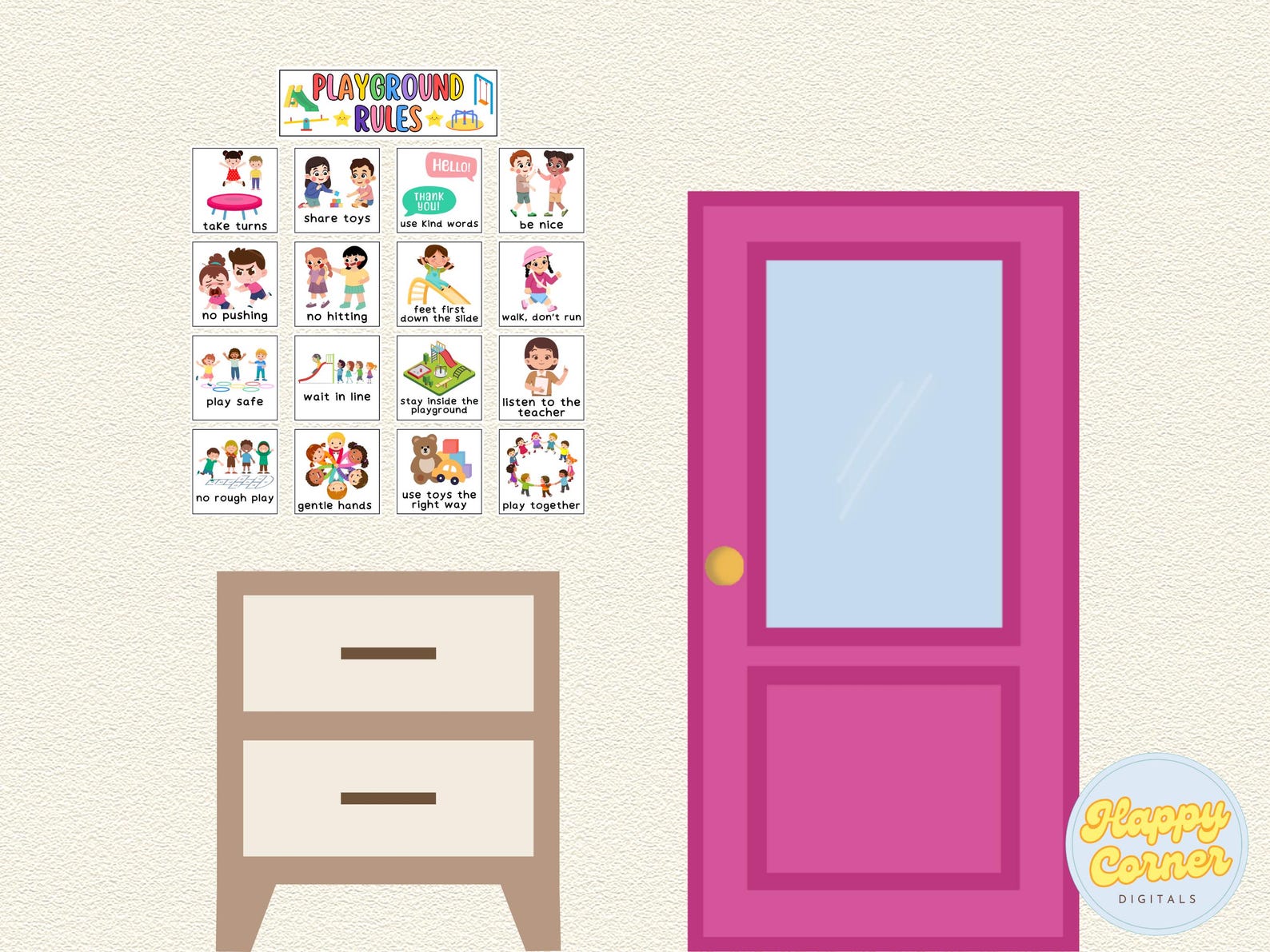 Playground Rules Expectations Cards Printable Classroom Display Kids ...