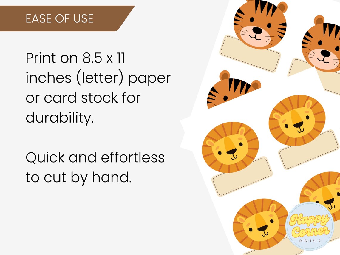 Wild Safari Cubby Name Tags Editable Animal Name Tags Tiger and Lion ...