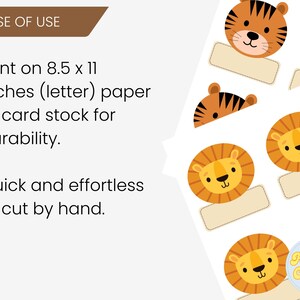 Wild Safari Cubby Name Tags Editable Animal Name Tags Tiger and Lion ...