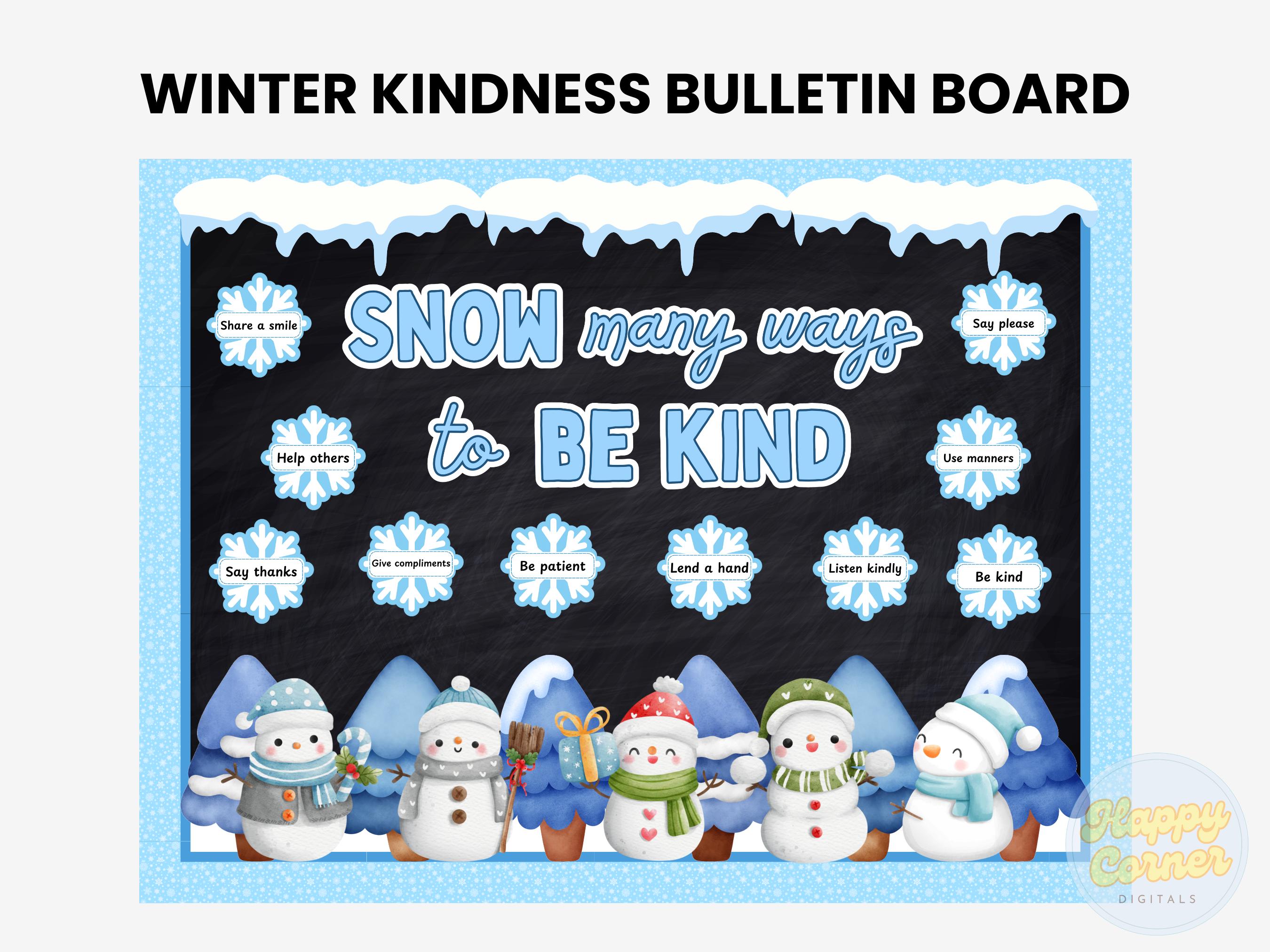 Winter Kindness Bulletin Board Kit Printable Winter Mental Health ...