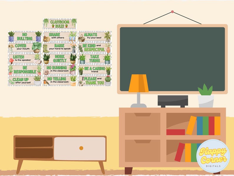 Botanical Nature Classroom Rules Posters for Bulletin Board Display ...