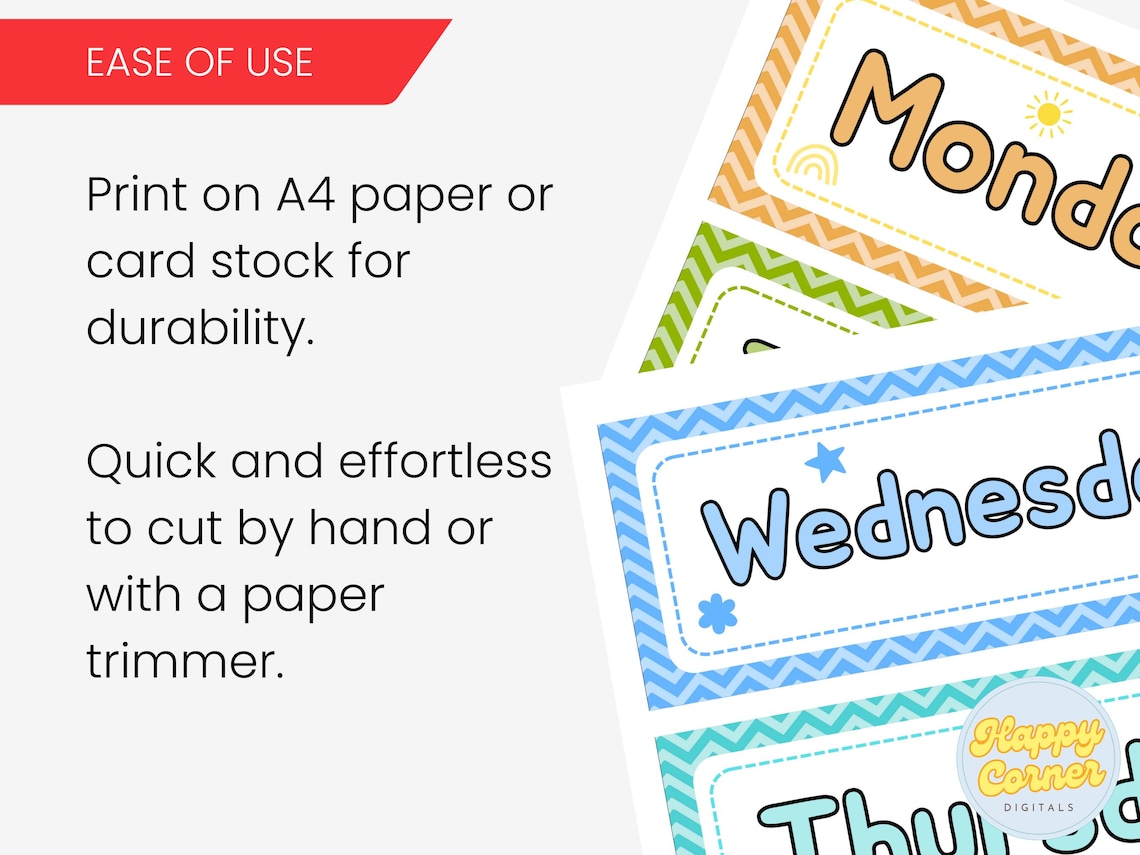 Educational Theme Days of the Week Flashcards Printable Early Learning ...