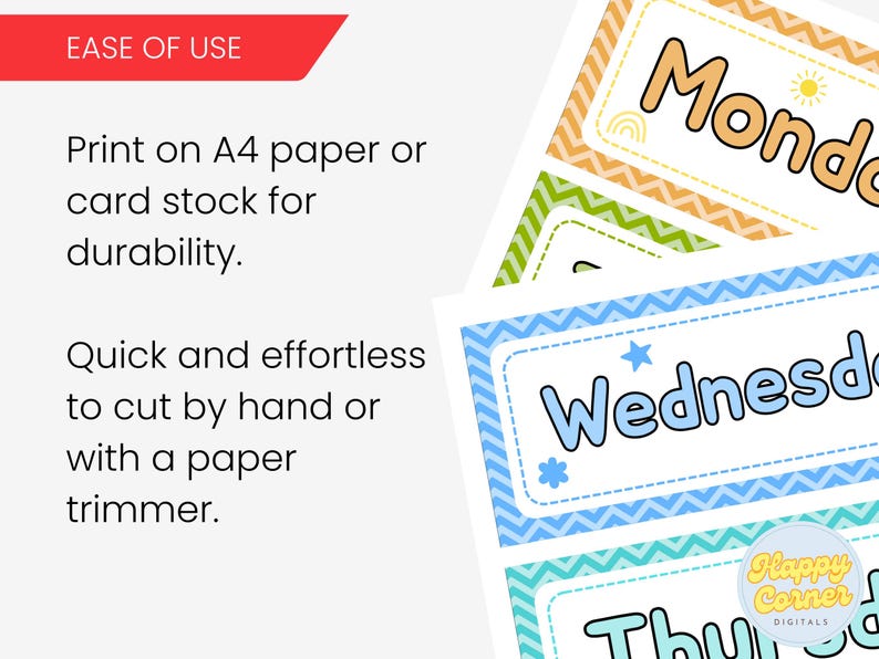 Educational Theme Days of the Week Flashcards Printable Early Learning ...