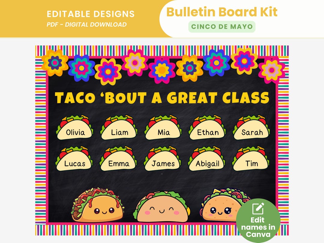 Taco Bout A Great Class Add Student Names Cinco De Mayo Bulletin Board ...