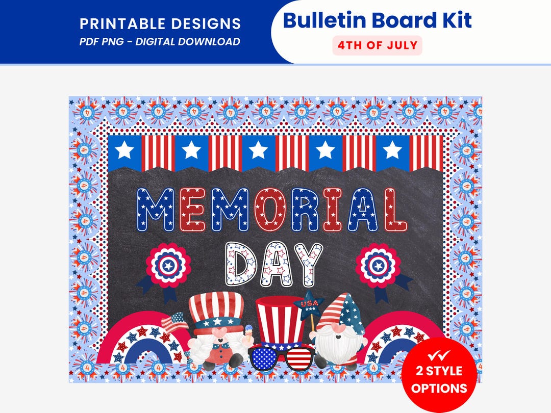 4th of July Bulletin Board Kit Memorial Day Classroom Display Printable ...
