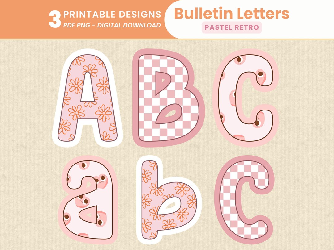 Pastel Retro Bulletin Letters for Classroom Decorations Pastel Groovy ...