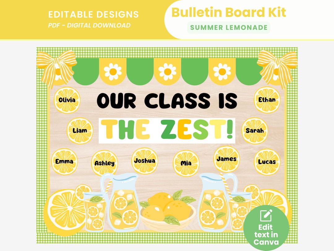 Our Class is the Zest Add Student Names Lemon Bulletin Board Kit ...
