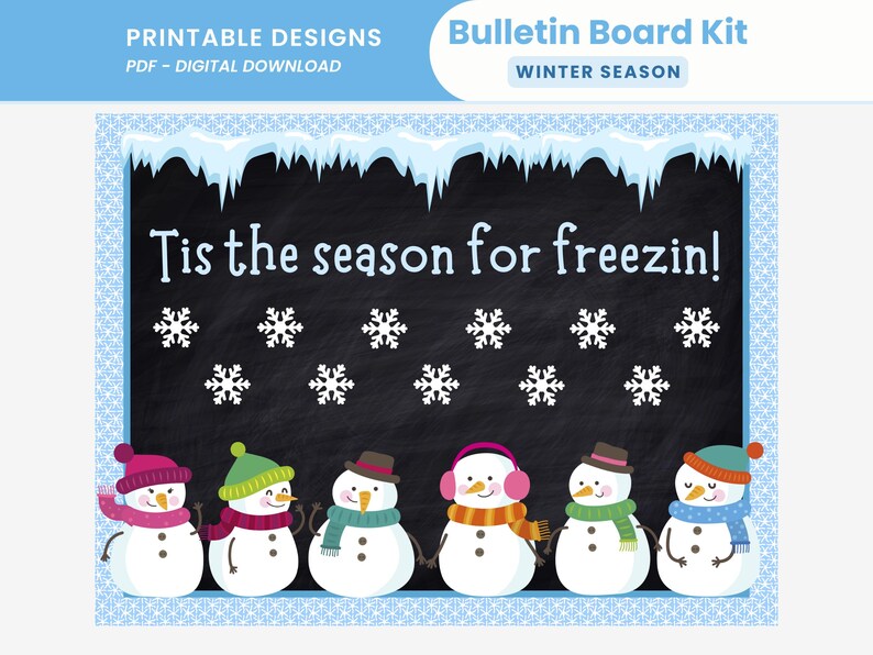 Winter Snowman Pun Bulletin Board Kit Printable Snow Bulletin Display ...