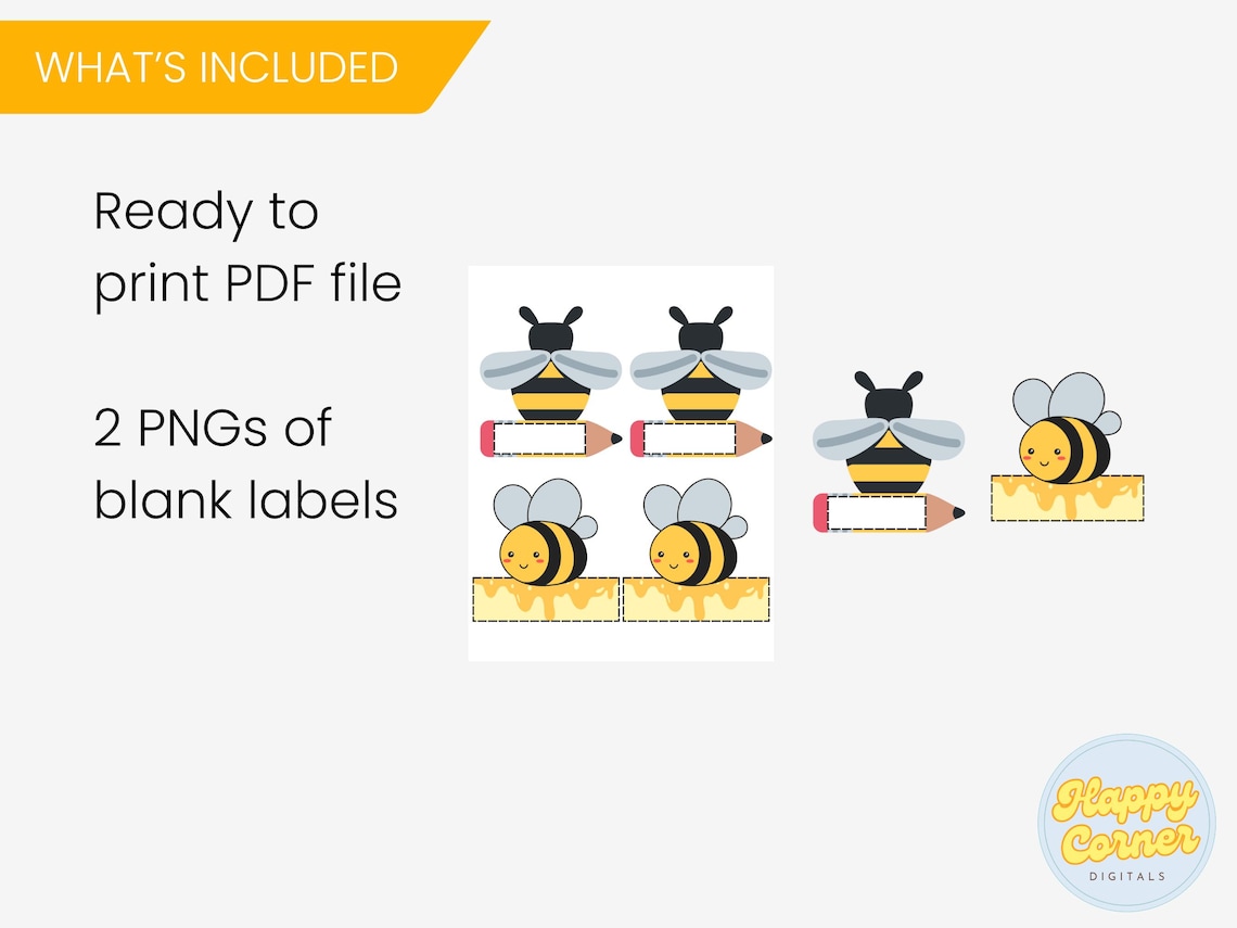 Honey Bee Cubby Name Tags Printable Bee Student Name Tags Cute Bumble ...