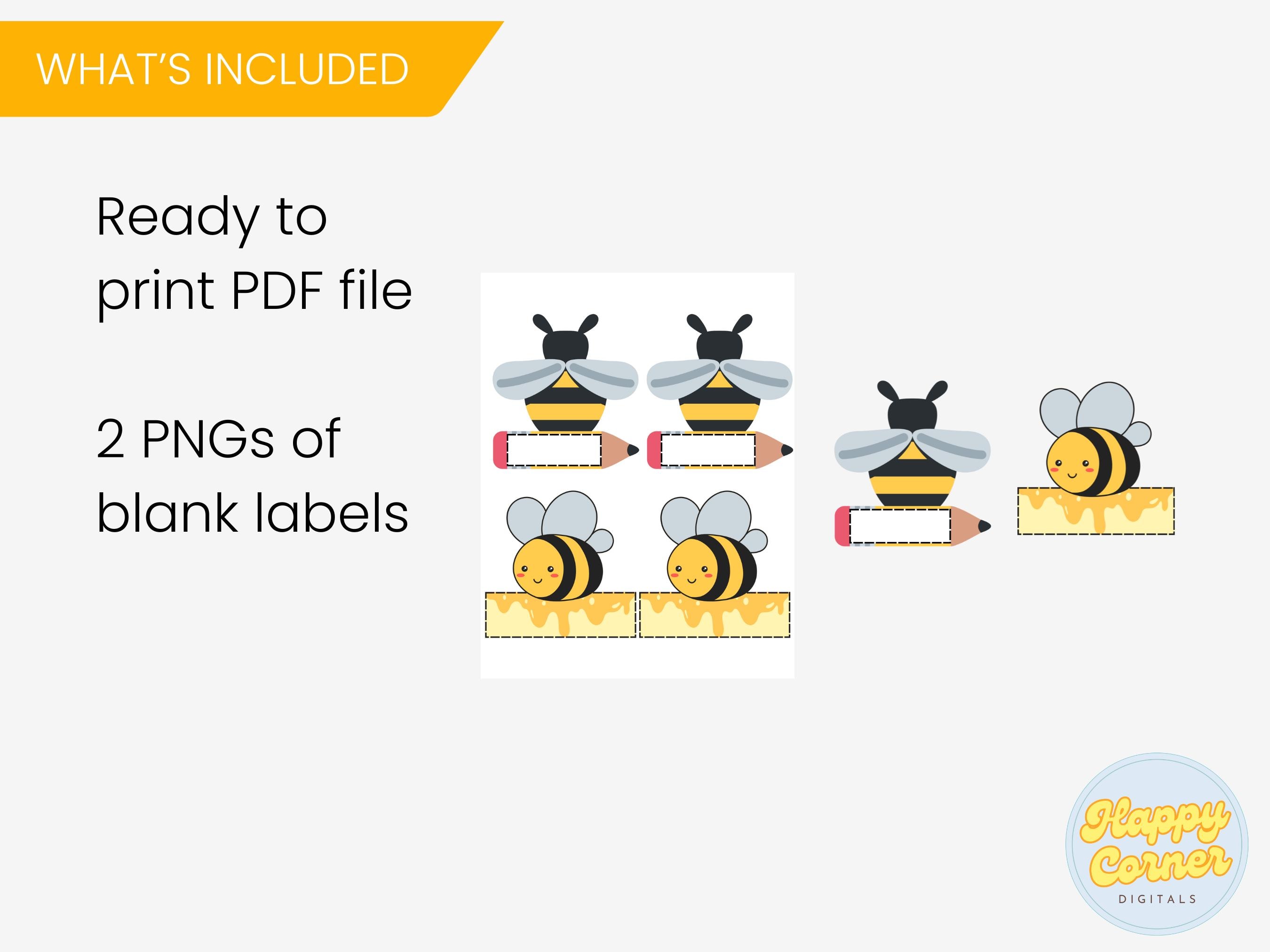Honey Bee Cubby Name Tags Printable Bee Student Name Tags Cute Bumble ...