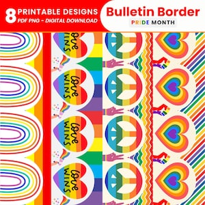 Pride Month Bulletin Board Borders Printable Pride Border Display ...