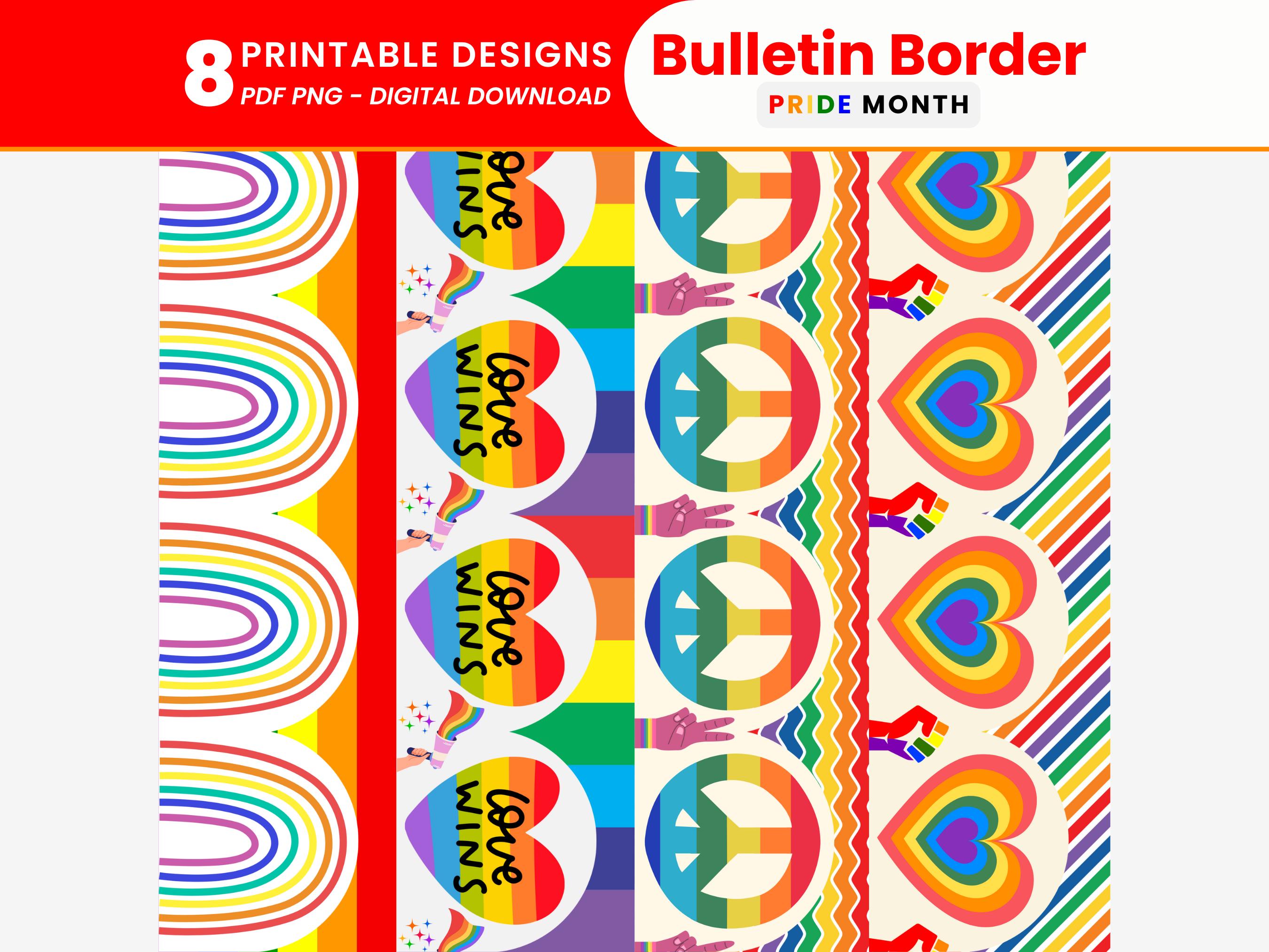 Pride Month Bulletin Board Borders Printable Pride Border Display ...