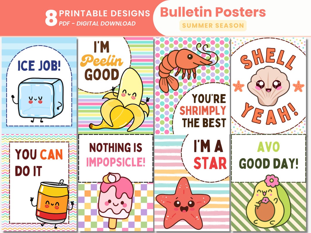 Summer Classroom Pun Posters Printable Summer Positive Puns Bulletin ...