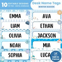 Editable Name Tags for School, Polar Bear Printable, Retro Winter ...