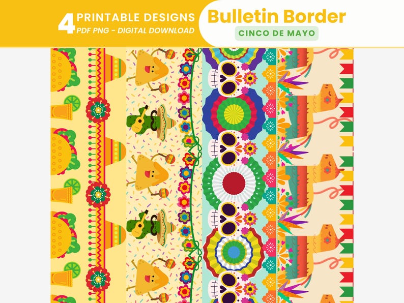 Cinco De Mayo Bulletin Board Borders for Classroom Display Colorful ...