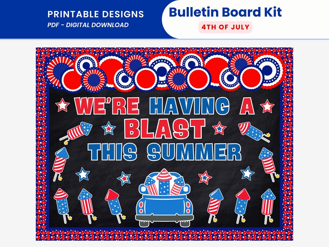 Fireworks 4th of July Summer Bulletin Board Kit Printable Red White ...