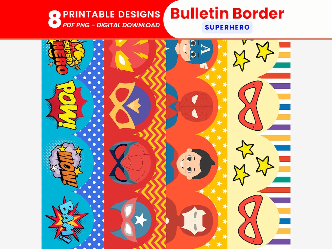 Superhero Bulletin Board Borders Printable Superhero Classroom Decor ...