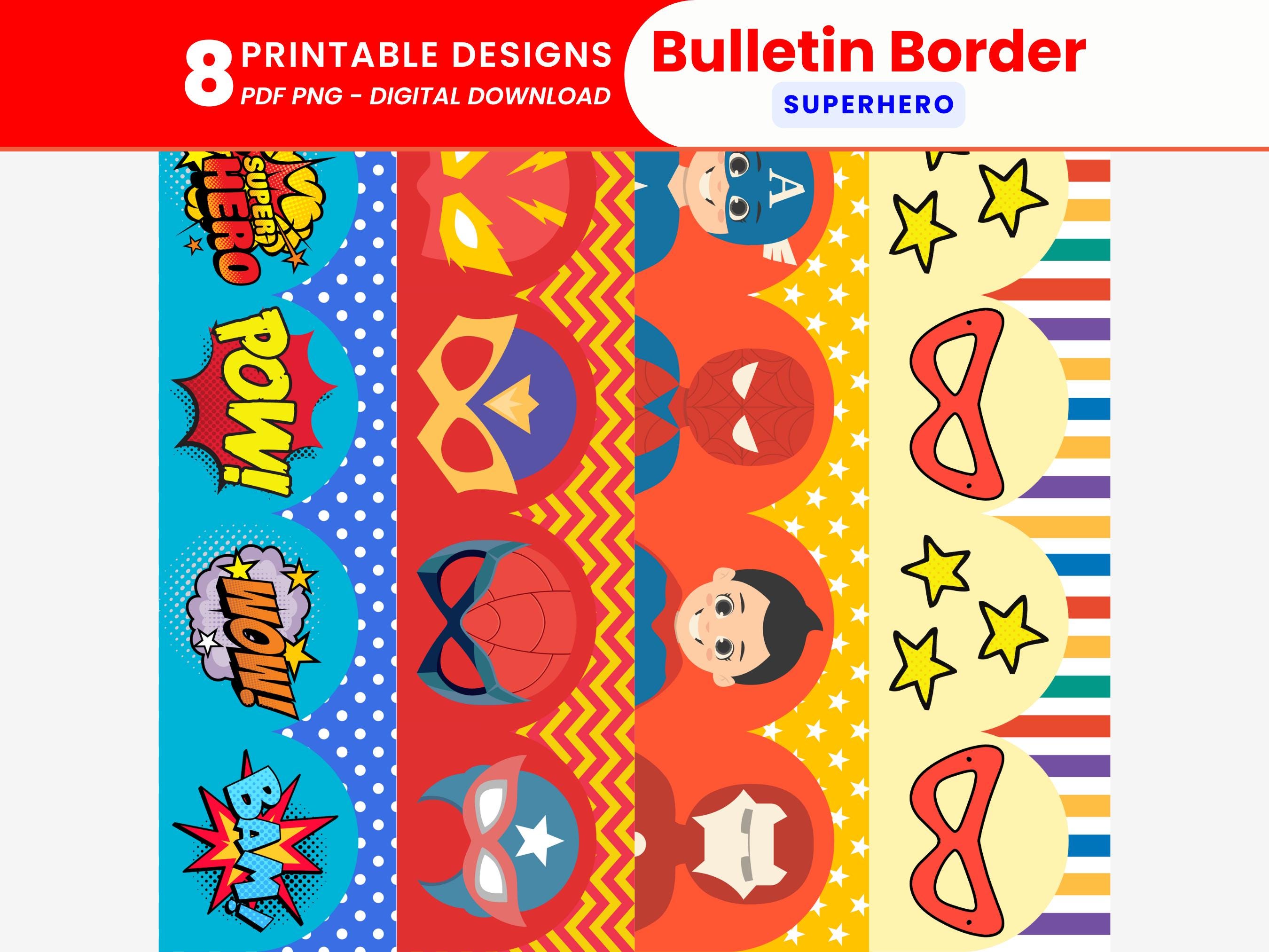 Superhero Bulletin Board Borders Printable Superhero Classroom Decor ...