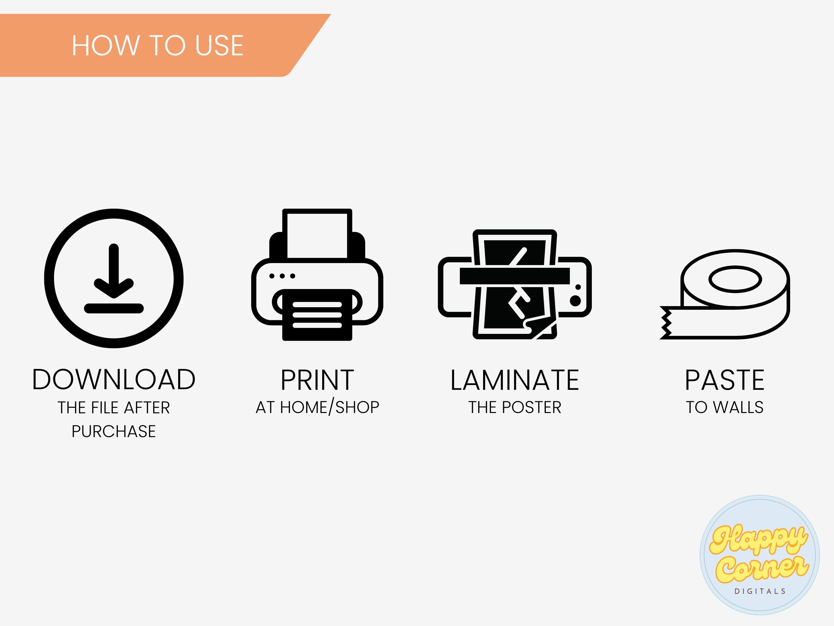 Pastel Retro Classroom Posters Display Set of 8 Printable Groovy ...