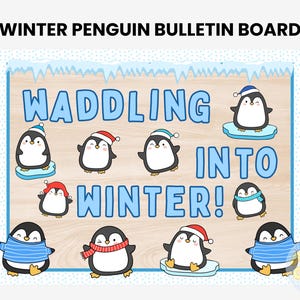 Winter Penguin Bulletin Board Kit Printable Cute Winter Season Bulletin ...