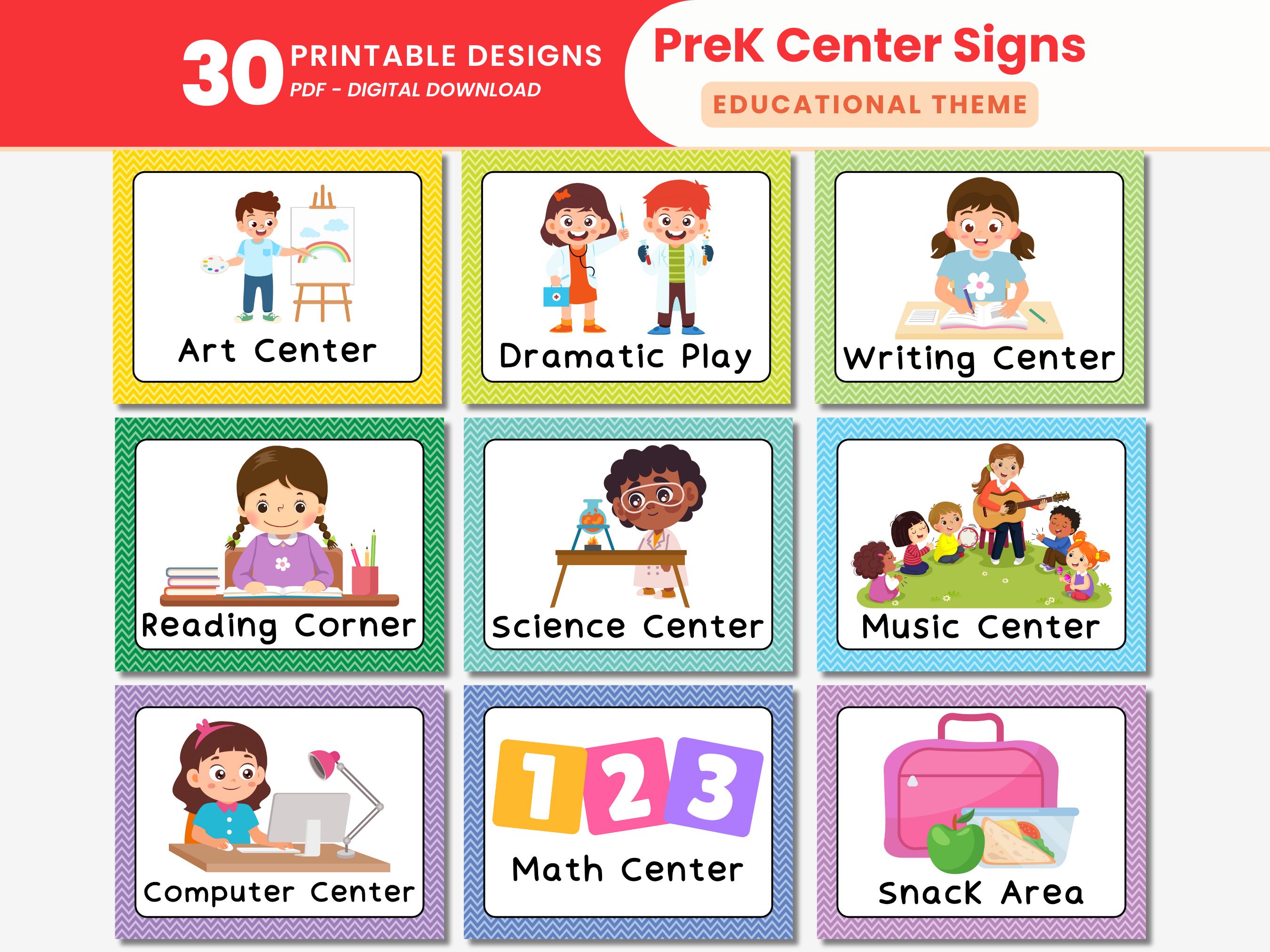 Preschool Center Signs Printable Daycare Classroom Labels Prek Learning ...