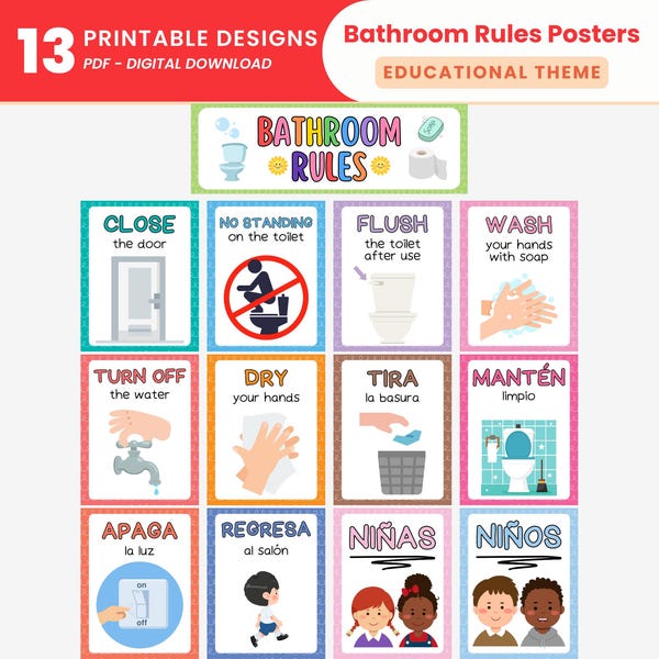 School Bathroom Poster - Etsy UK
