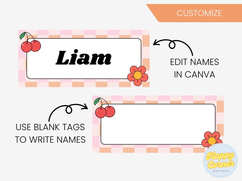 Pastel Retro Student Name Tags Classroom Desk Name Labels Editable ...