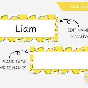 Summer Lemon Desk Name Tags Editable Lemon Student Name Tags Cute ...