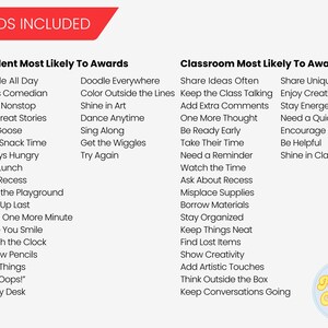 Funny Most Likely to End of School Year Awards Editable Student and ...