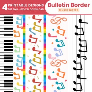 Music Notes Bulletin Board Border Printable Music Border Trims Music ...