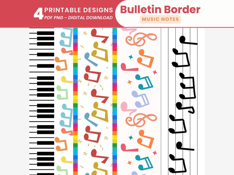 Music Notes Bulletin Board Border Printable Music Border Trims Music ...