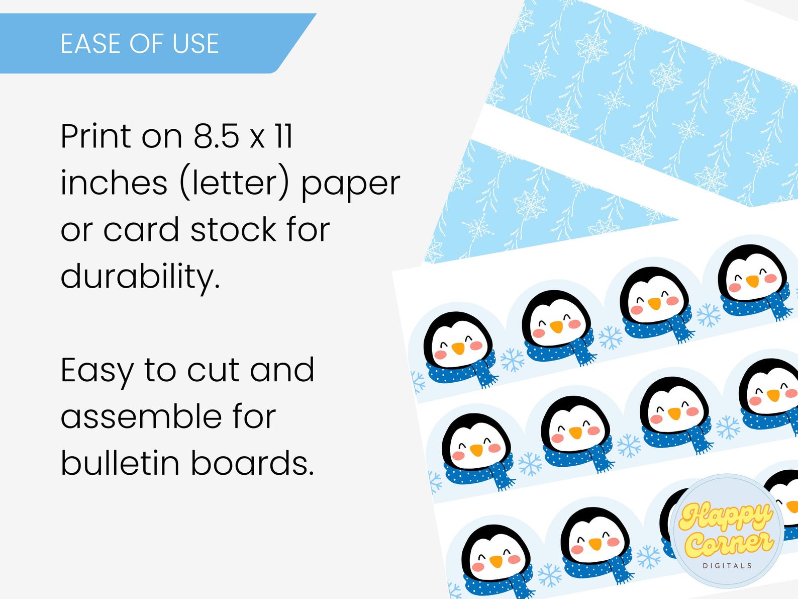 Winter Bulletin Board Borders Printable Blue Christmas Border Display ...