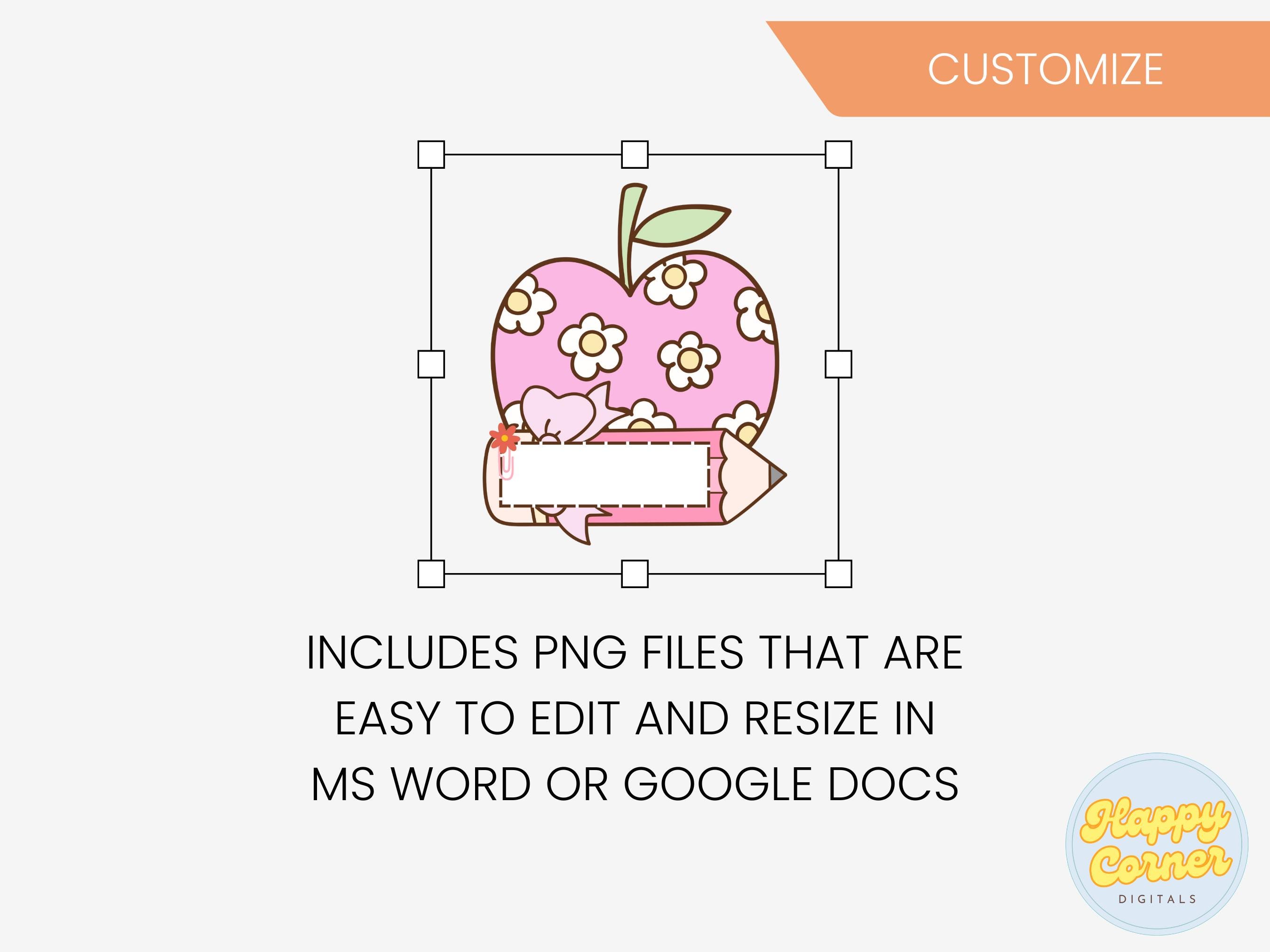 Pastel Retro Apple Cubby Name Tags Printable Groovy Apple Cubby Tags ...