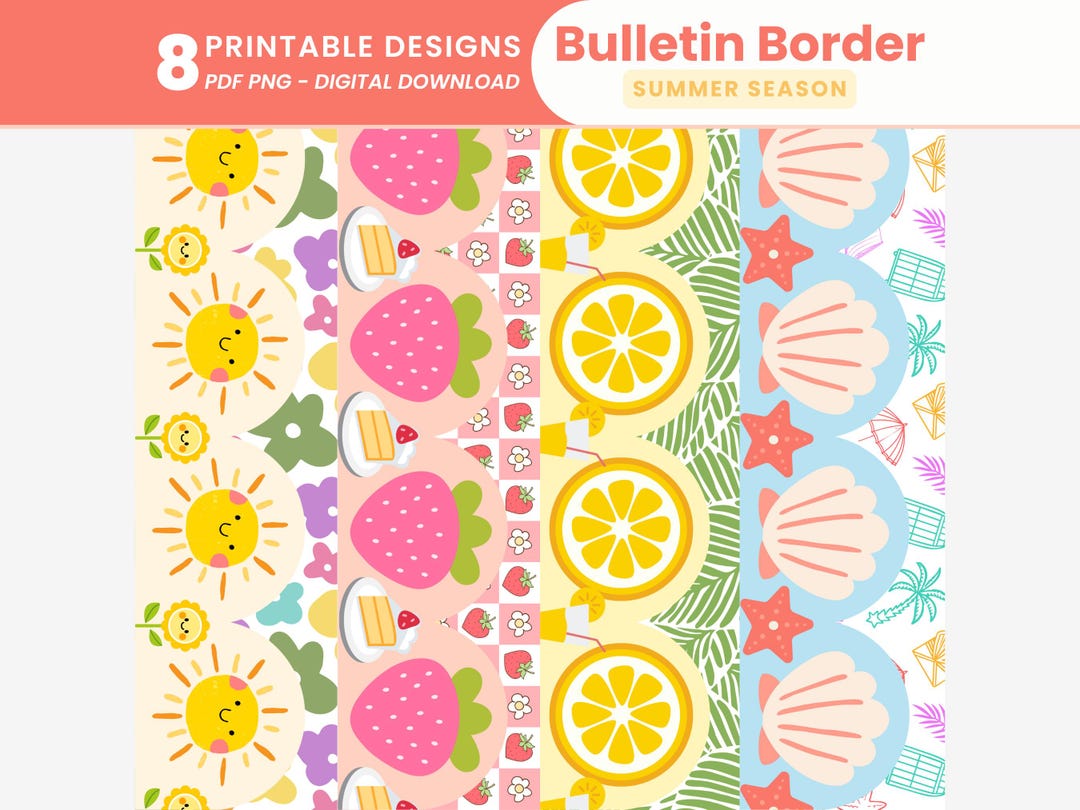 Summer Season Bulletin Board Borders for Classroom Display Printable ...