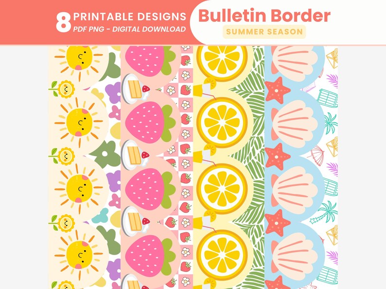 Summer Season Bulletin Board Borders for Classroom Display Printable ...