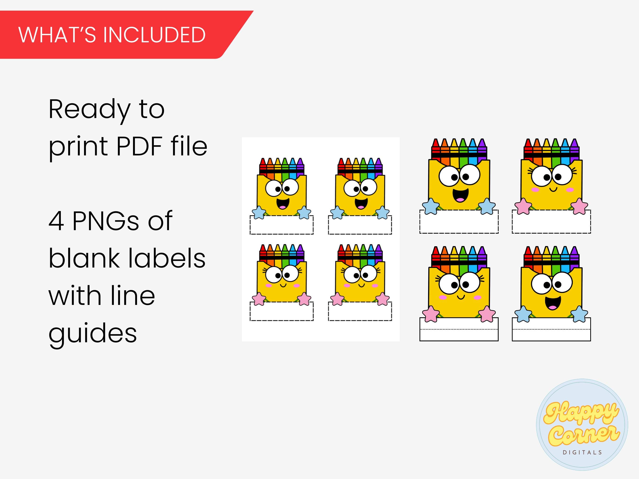 Educational Crayons Cubby Name Tags Printable Crayons Cubby Tags ...