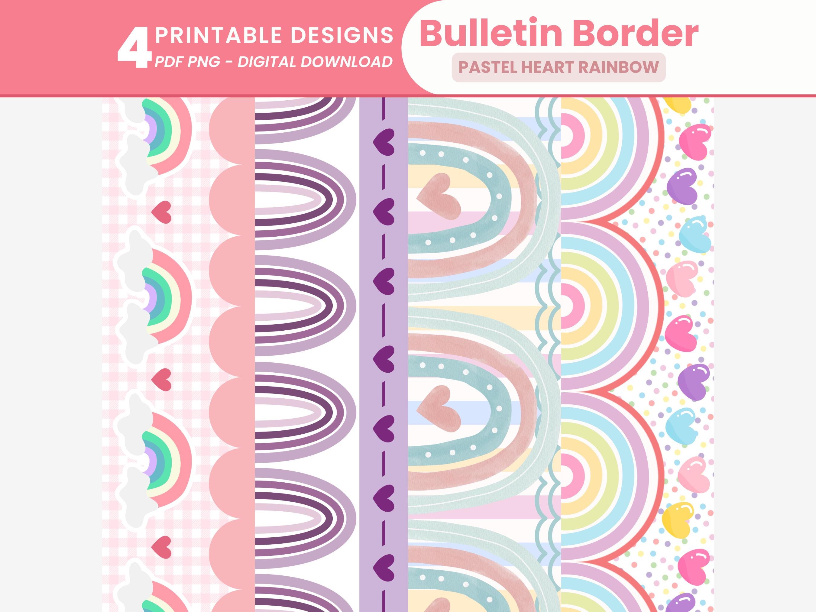Pastel Rainbow Heart Bulletin Board Border for Classroom Decoration ...