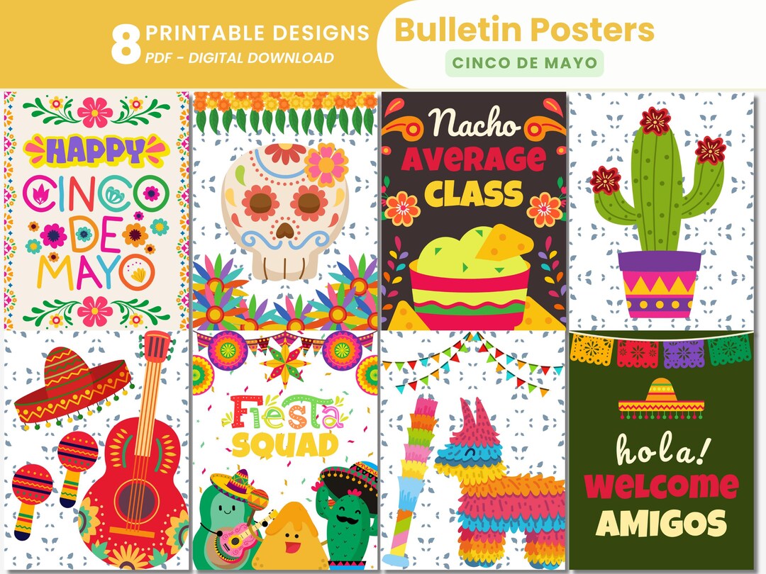 Cinco De Mayo Bulletin Posters for Classroom Display Fiesta Bulletin ...